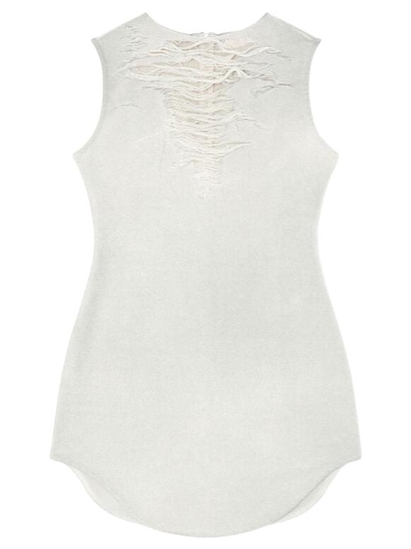 DIESEL® Diesel d-yasmi Distressed Fringed Neckline Mini Dress